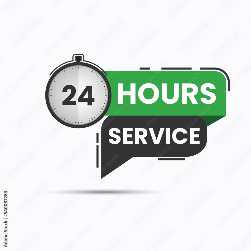 24 hour service logo vector with stopwatch icon Stock Vector | Adobe Stock