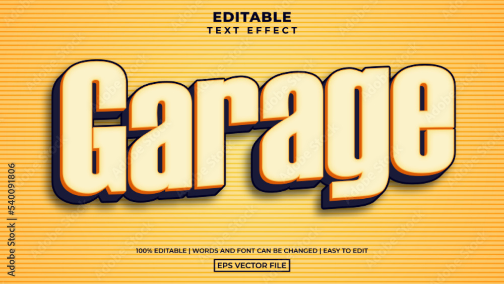 Vintage garage text style, editable text effect design template Stock ...