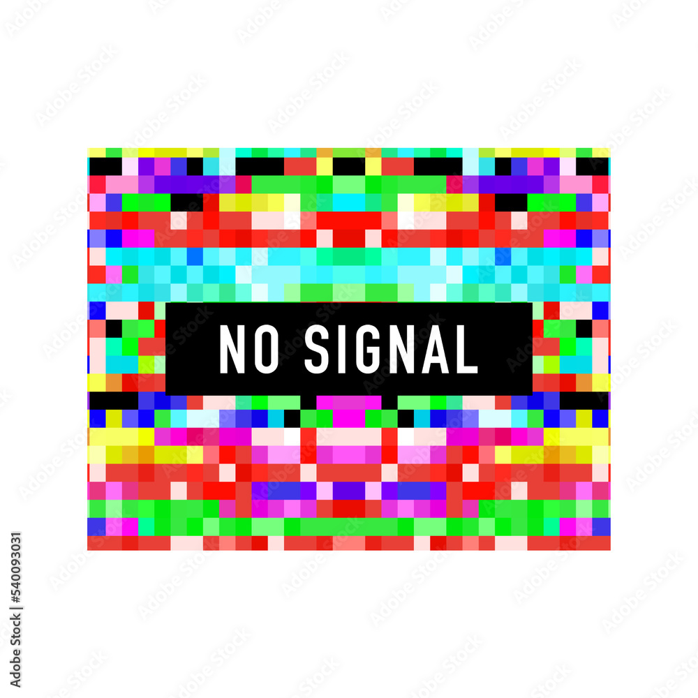 Pixel art no signal. Glitch camera effect. Vector image. Stock ...