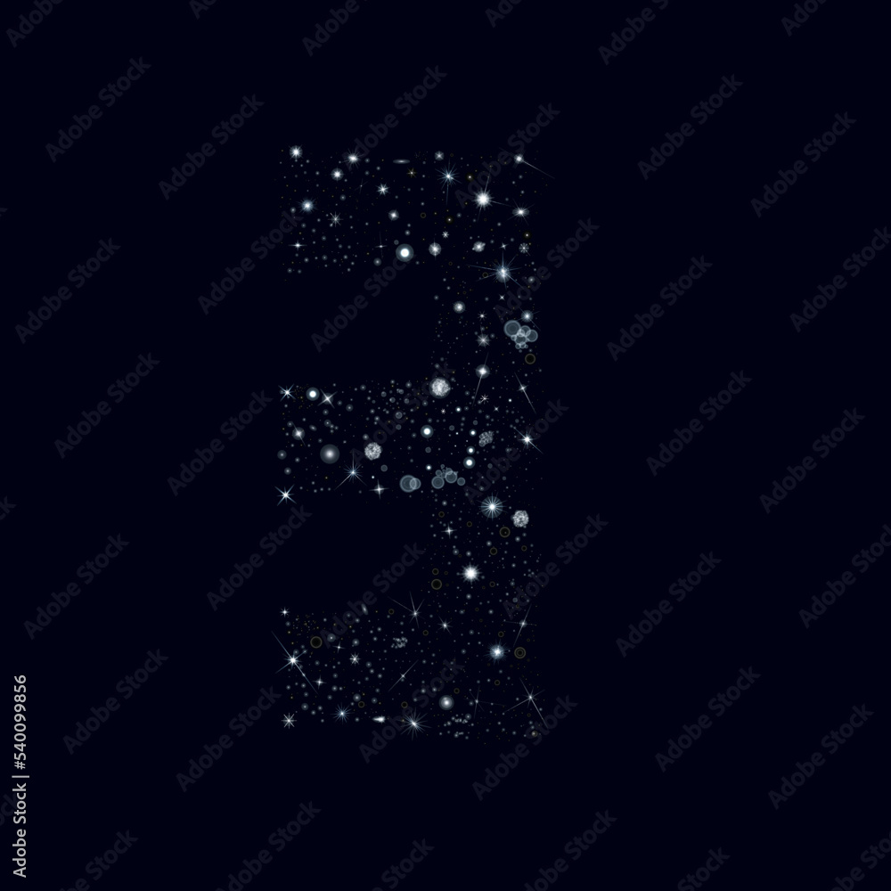 Number three formed by different star stars, space background. Stock ...