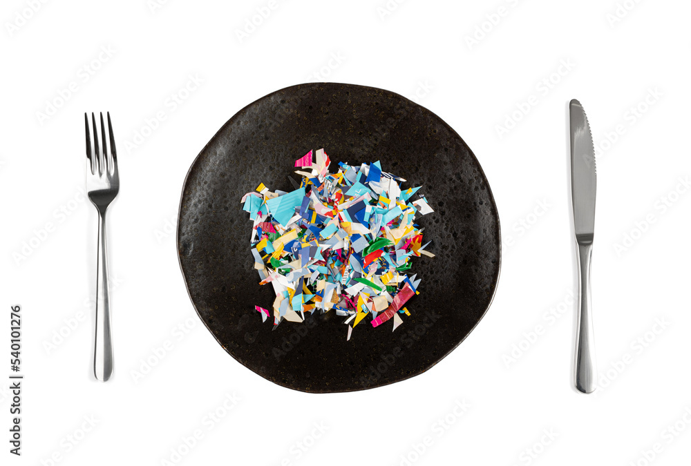 Eating Plastic Particles Pile Isolated, Micro Plastics Garbage ...