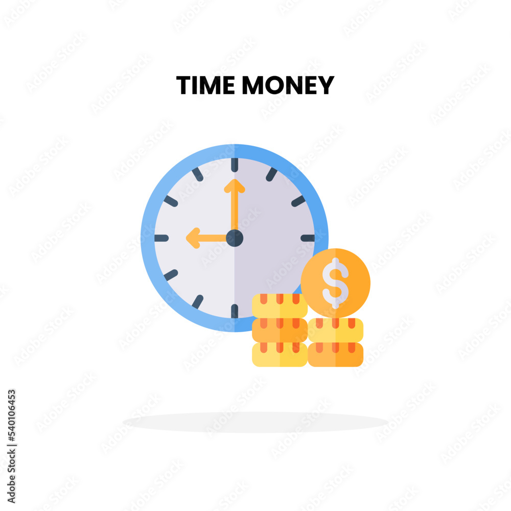 Time Money flat icon. Vector illustration on white background. Can used ...