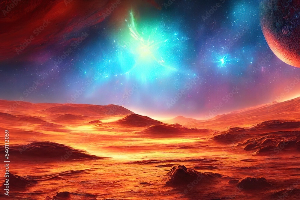 Mars surface landscape, alien planet background, red desert with ...