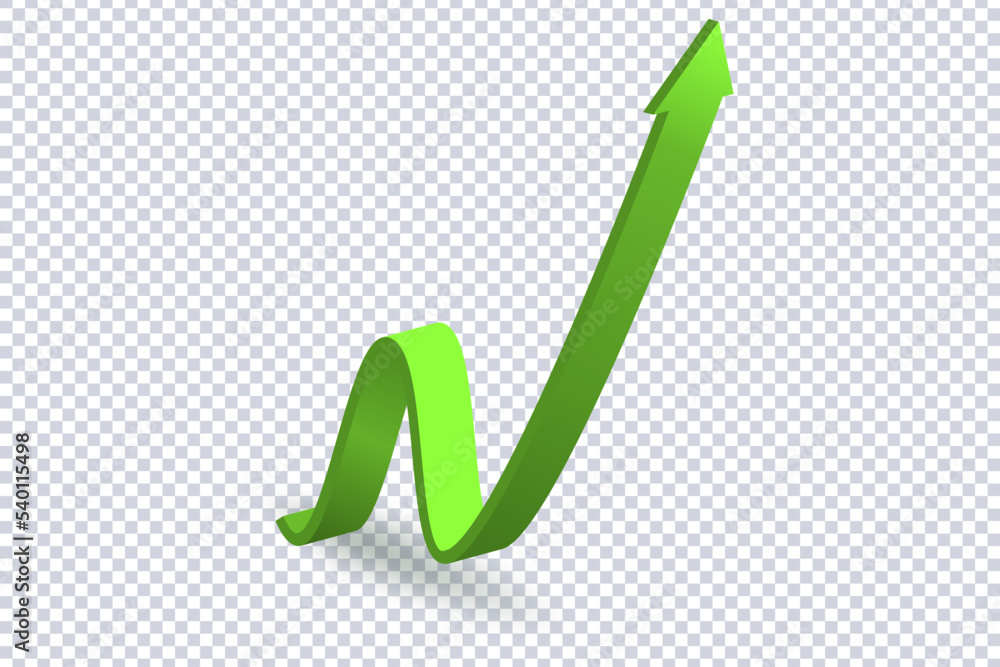 Growing Green Arrow up. Growth chart sign. Flexible arrow indication ...