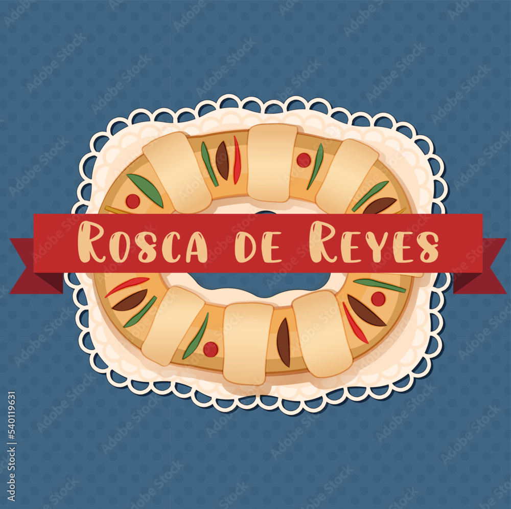 vector. Tradicional rosca de reyes mexicana. Stock Vector | Adobe Stock
