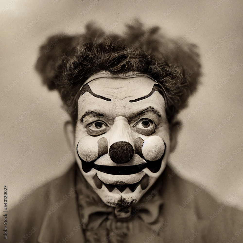Ai generated evil clown mugshot Stock Illustration | Adobe Stock