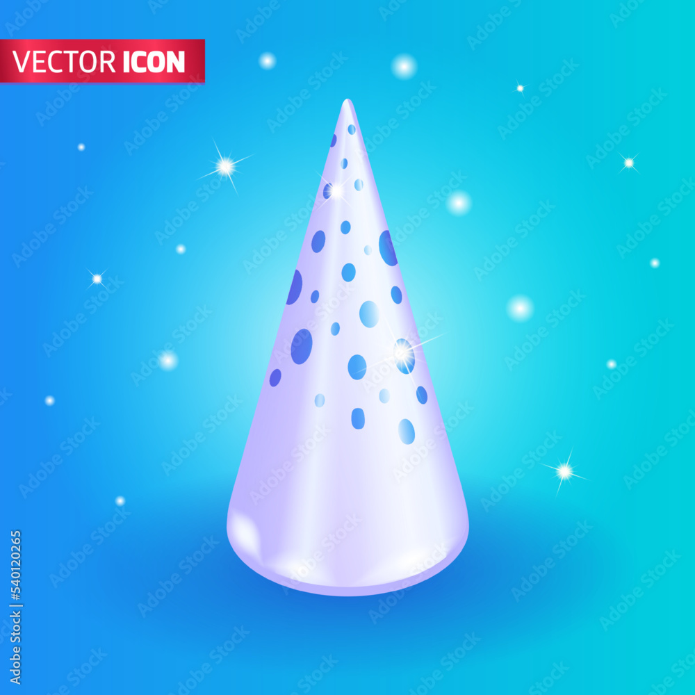 Realistic 3D Isometric illustration, Cartoon. Bright cone-shaped white ...