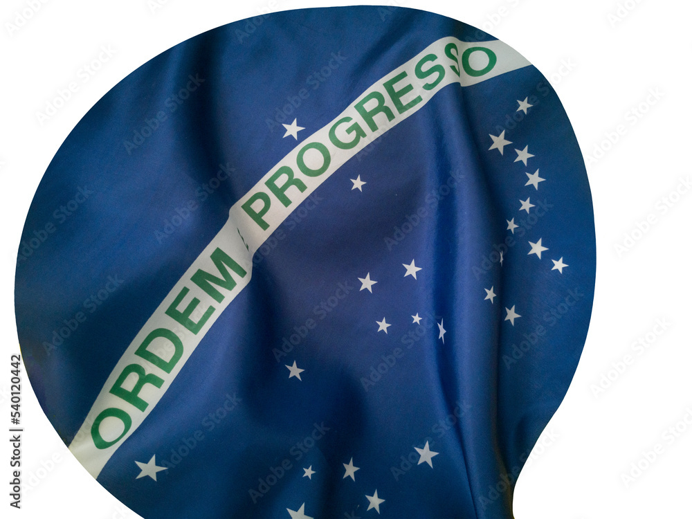 Flag of Brazil with blue center cut out like a blue balloon with white ...
