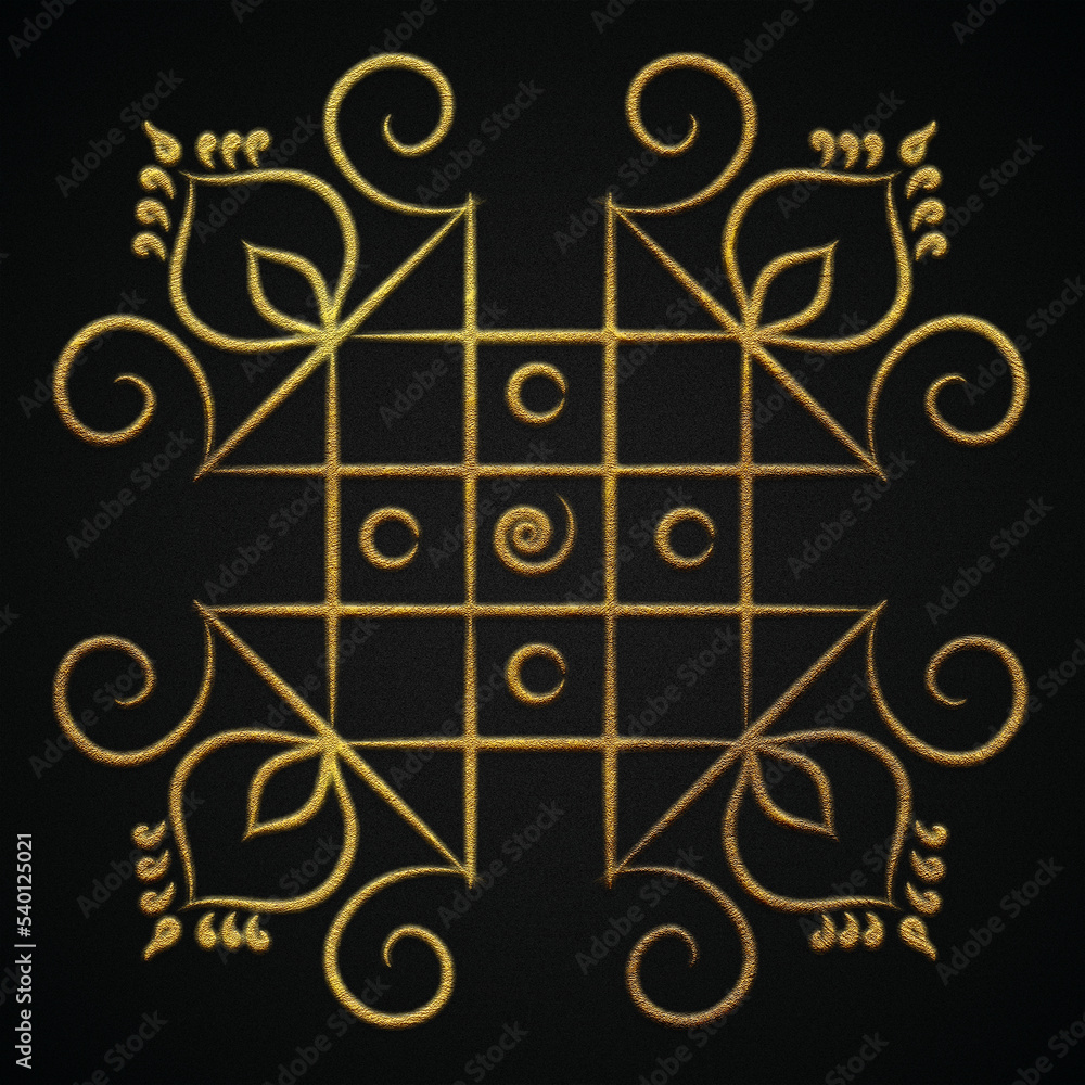 Golden design abstract rangoli pattern Stock Illustration | Adobe Stock