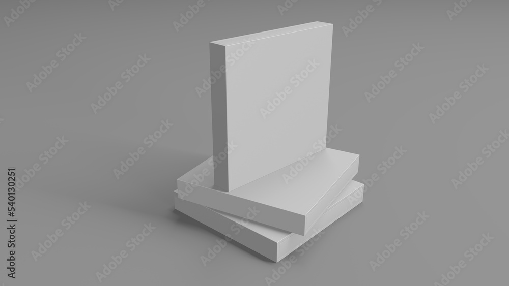 Music album box mockup set. Set of white mockup on gray background. 3D ...