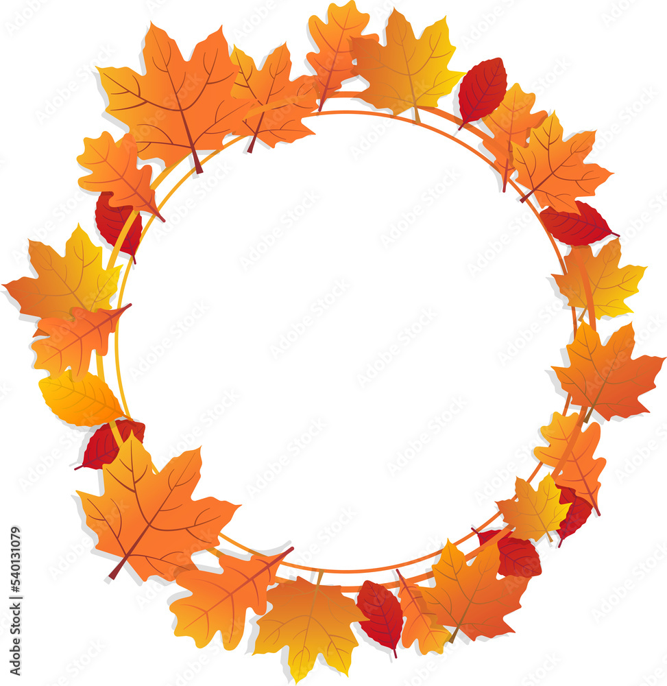 Round frame with leaves. Autumn frame with leaf. Decoration banner in ...