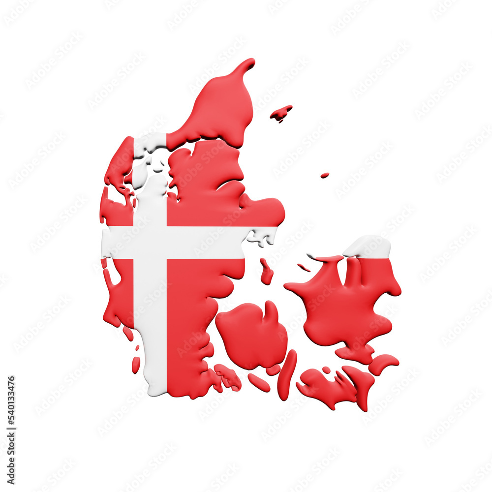 PNG 3D Rendering of Denmark Flag Map Stock Illustration | Adobe Stock