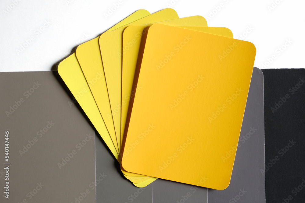 Yellow and gray color swatches. Generic color sample swatches in shades ...
