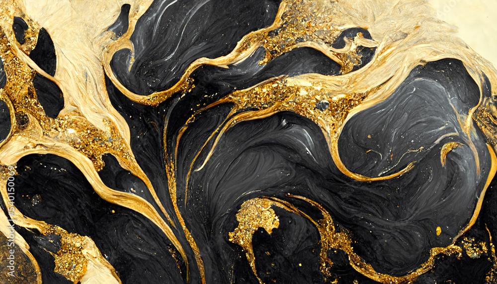 Spectacular realistic abstract backdrop of a whirlpool of black and ...