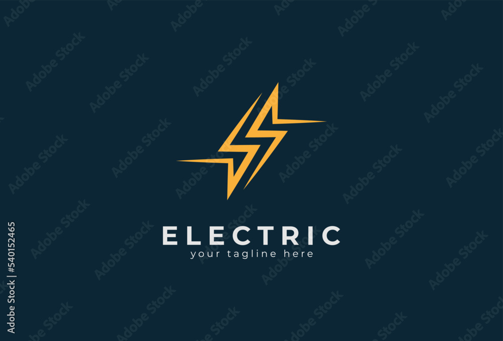 Electric Logo, abstract letter S from negative space lightning bolt ...
