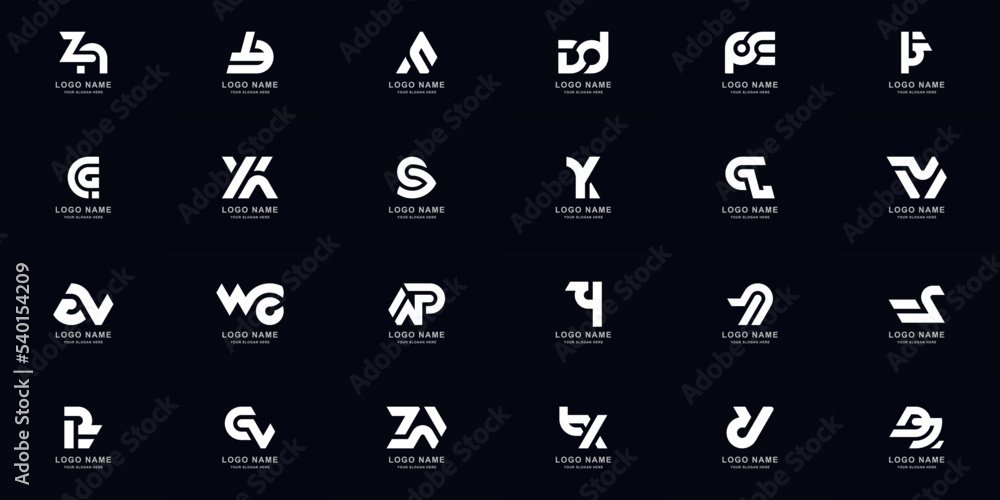 Collection full set abstract combine letter a - z monogram logo design ...