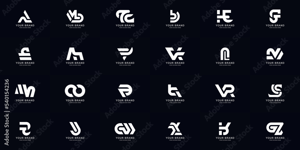 Collection full set abstract combine letter a - z monogram logo design ...