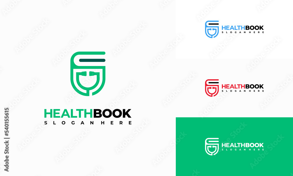 Health Book logo designs concept vector, Health Education logo symbol ...