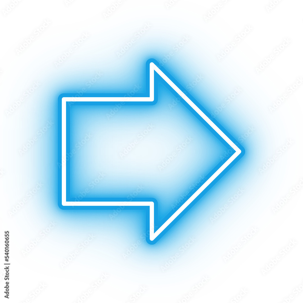 Neon blue arrow icon, arrow icon on transparent background Stock ...