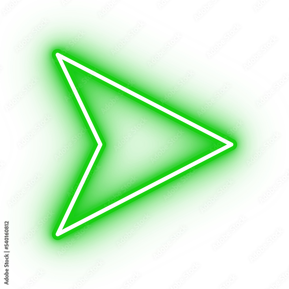 Neon green arrow icon, arrow icon on transparent background Stock ...