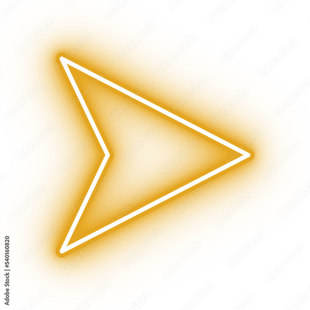 Neon yellow arrow icon, arrow icon on transparent background Stock ...