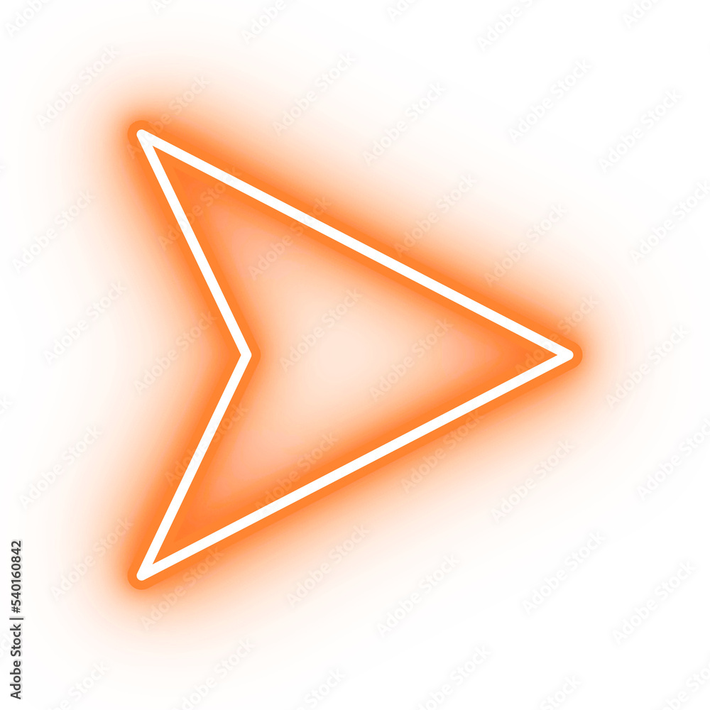 Neon orange arrow icon, arrow icon on transparent background Stock ...