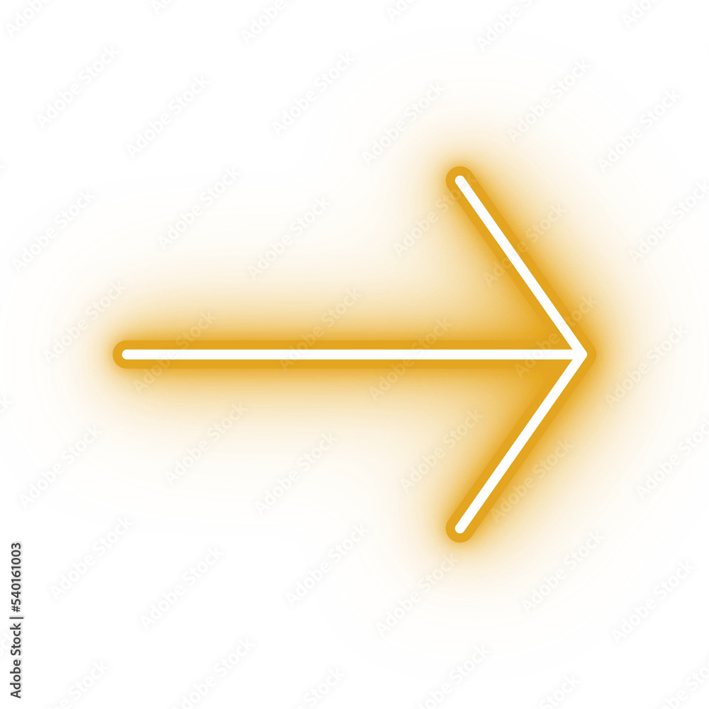 Neon yellow arrow icon, arrow icon on transparent background Stock ...