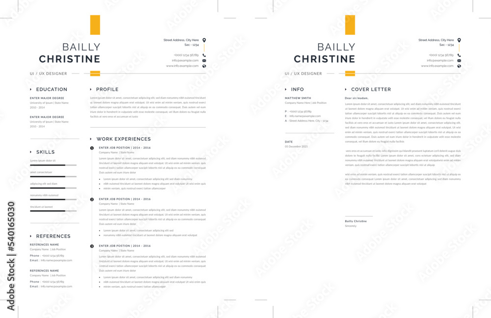 Modern And Simple Resume CV Template With Good Cover Letter Stock ...