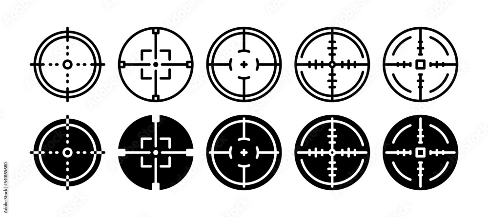 Target destination icon set. Aim sniper shoot group. Vector ...