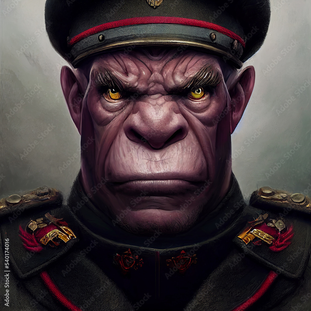 ugly orc in military general uniform Stock Illustration | Adobe Stock