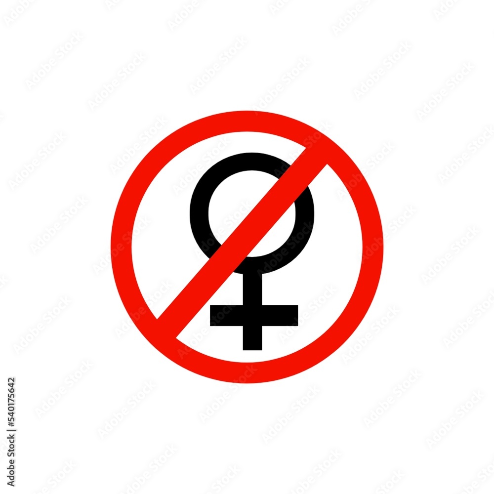 No female enter prohibited sign icon, no woman allowed, female symbol ...