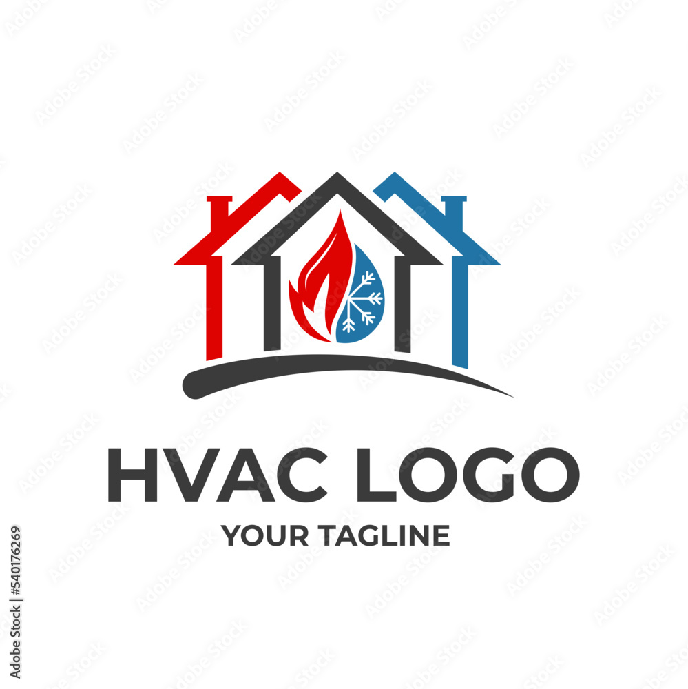 HVAC, house heating and air conditioning logo installation Stock Vector ...