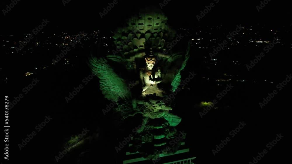 4k Drone shot of Garuda Vishnu Wisnu Statue at Garuda Wisnu Kencana Cultural Park in Ulluwatu ...