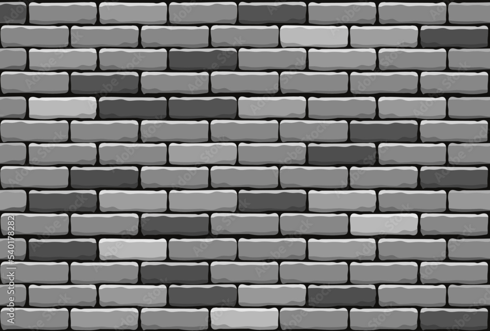 Seamless Black And White Brick Wall Texture Vector Background Stock