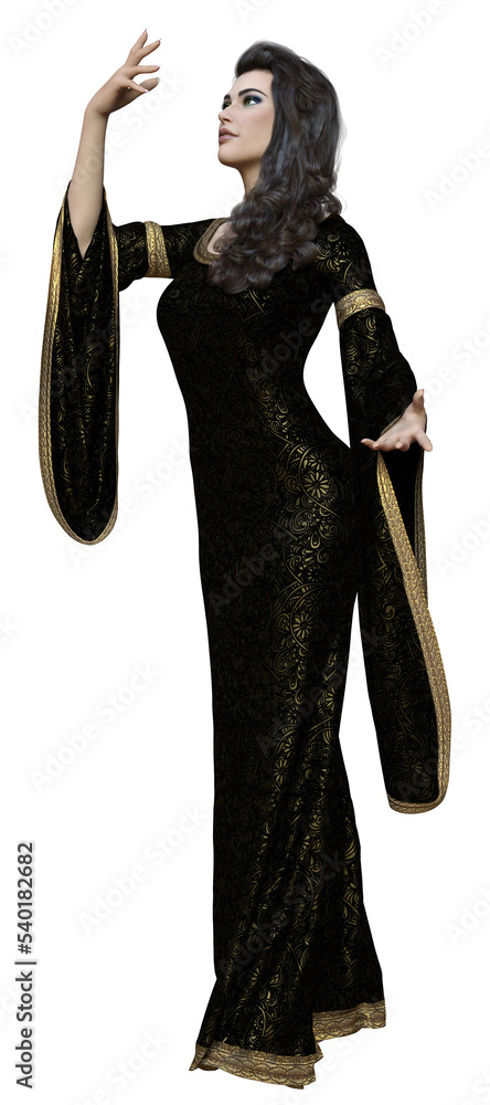 3D rendered beautiful brunette fantasy female on transparent background ...
