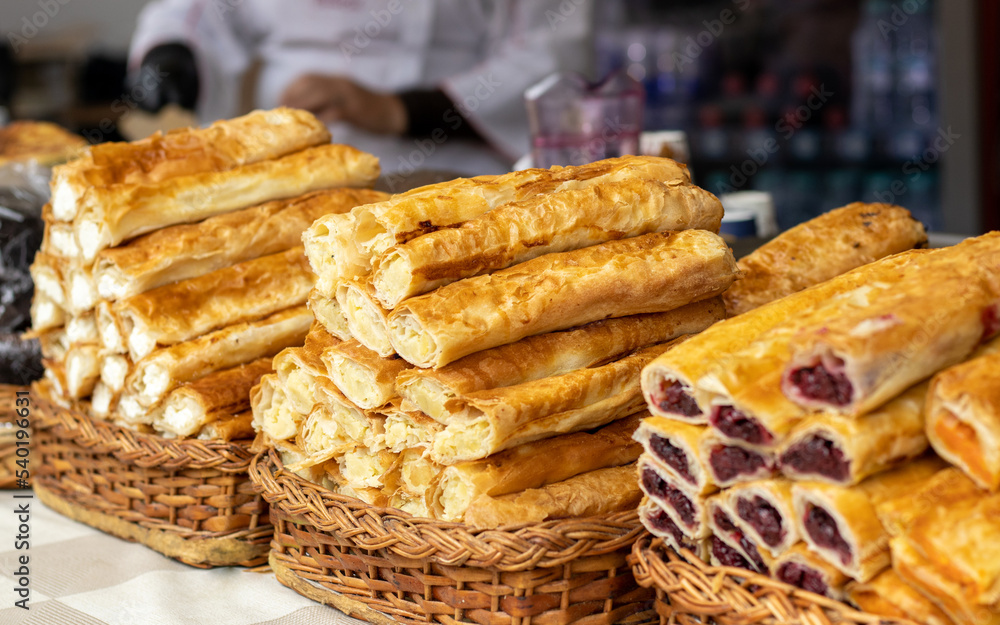 sweet cheese potatoes pie different shape for sale outside in carts ...