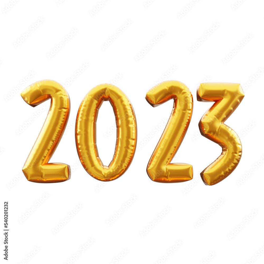 Gold Balloon numbers 2023. isolated on a transparent background (PNG ...