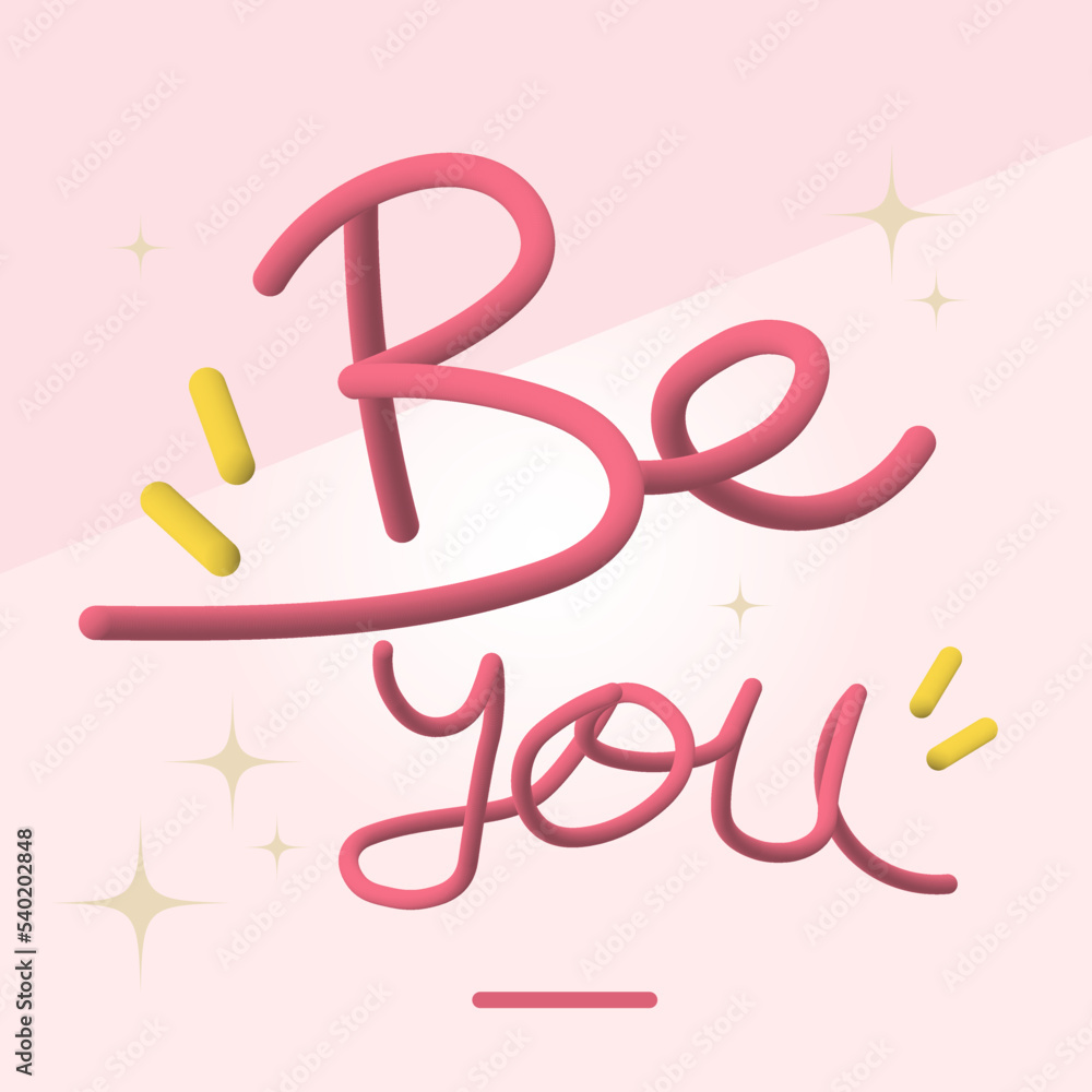 BE YOU typo 3d render of dark font with text glossy effect in blackpink ...