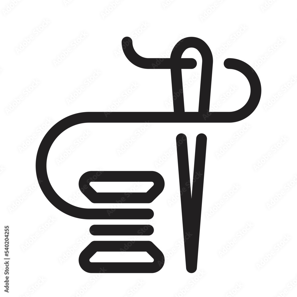 Needle with thread and spool icon Vector, perfect black pictogram ...