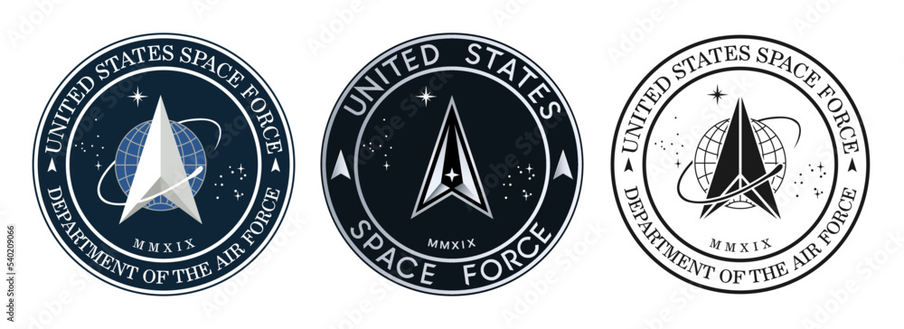 Vector logo of the United States Space Force. Creative seal. Black and ...