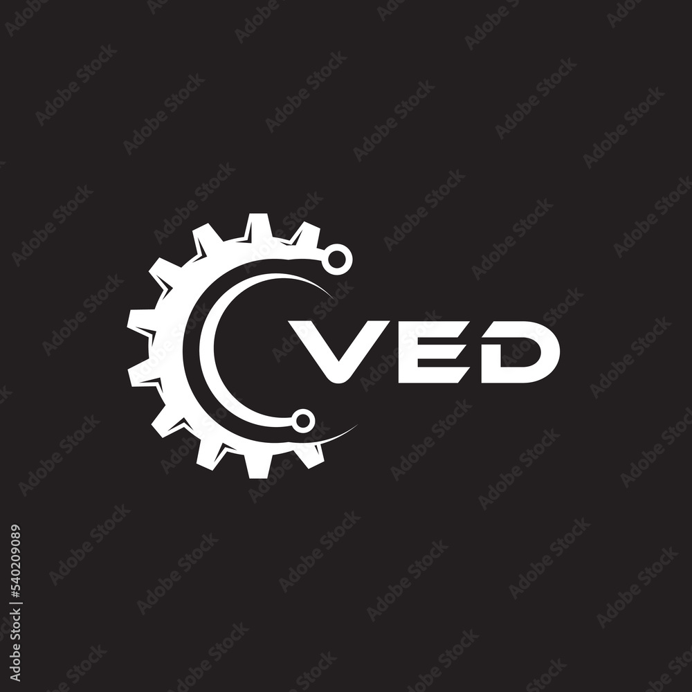 VED letter technology logo design on black background. VED creative ...
