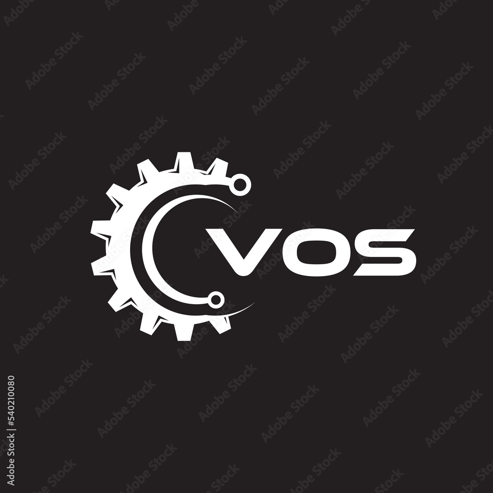 VOS letter technology logo design on black background. VOS creative ...