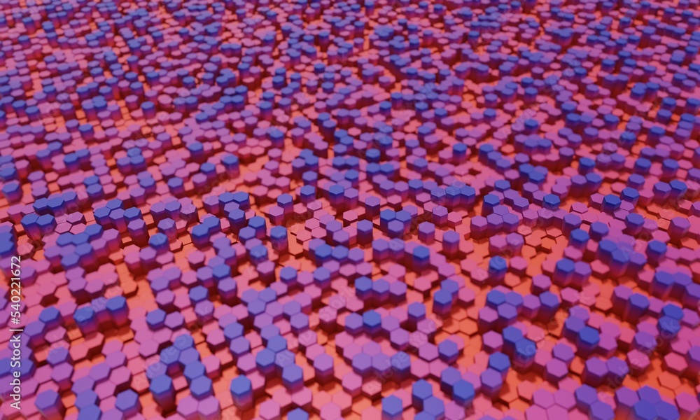 Abstract background of colored hexagonal columns with different heights ...