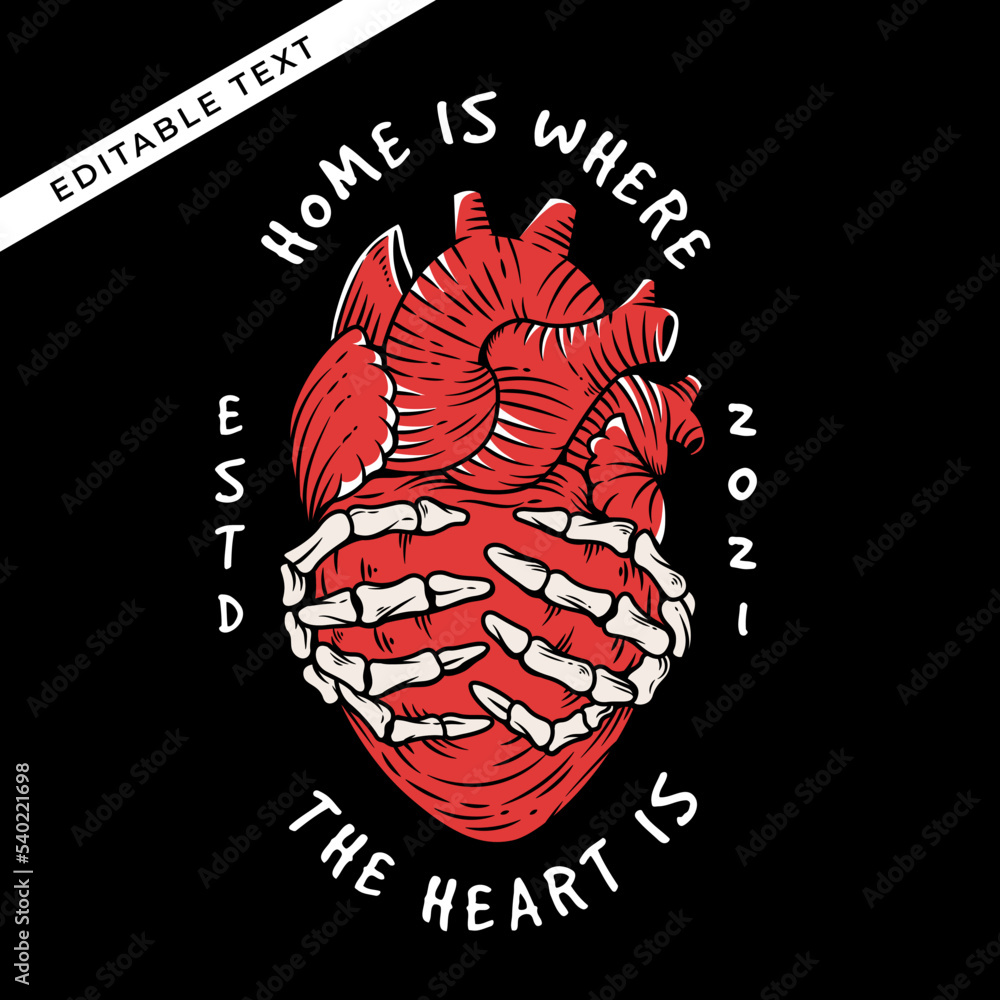 the skeleton hand holding the heart vector illustration Stock Vector ...