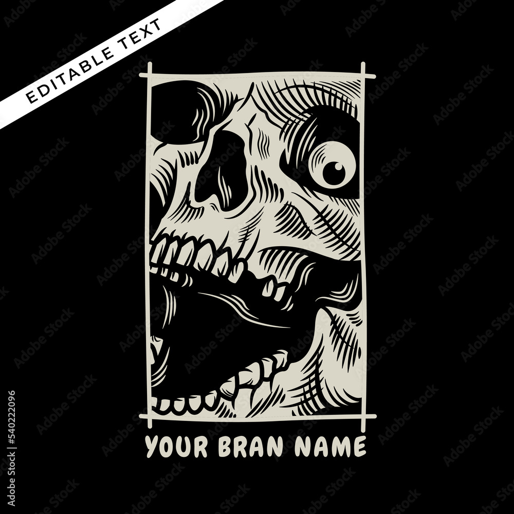 hand drawn skull face vector illustration Stock Vector | Adobe Stock