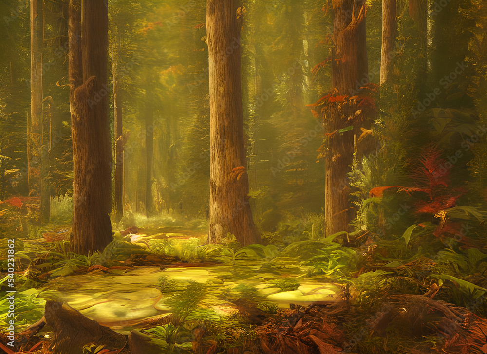 Light Woods Sunlight Sunbeam Green Fog Spring Foliage Leaf Fall Tree ...