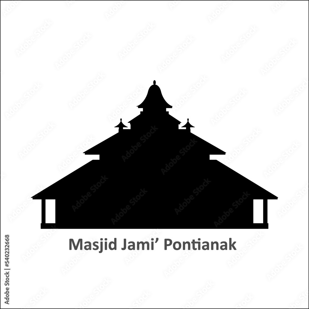 Landmark Jami' Mosque (masjid), Pontianak, West Kalimantan in a simple ...