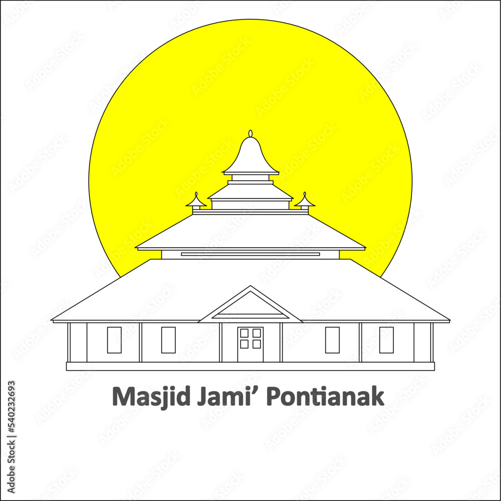 Landmark Jami' Mosque (masjid), Pontianak, West Kalimantan in a simple ...