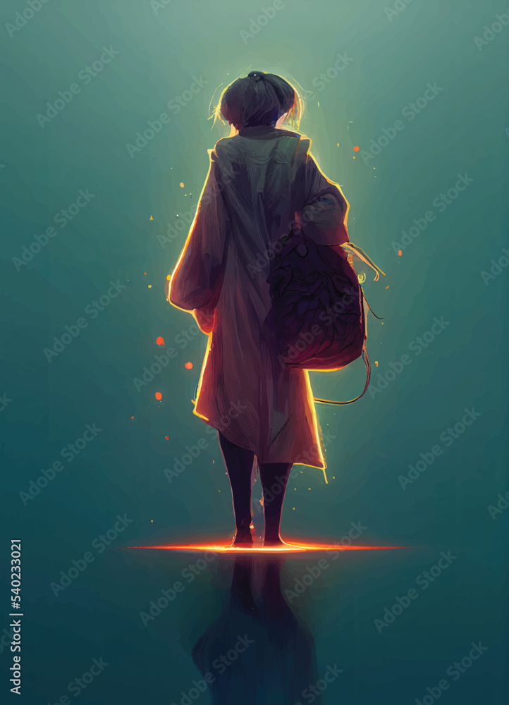 Woman's loneliness illustration art vector Stock Vector | Adobe Stock