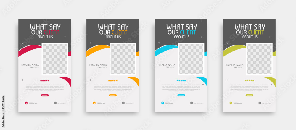 set of modern and creative client testimonial social media post and ...
